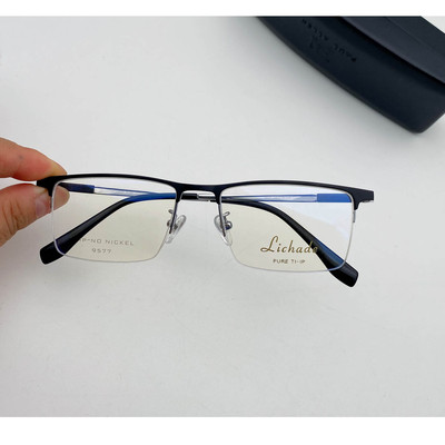 男士半框纯钛超轻商务眼镜框
