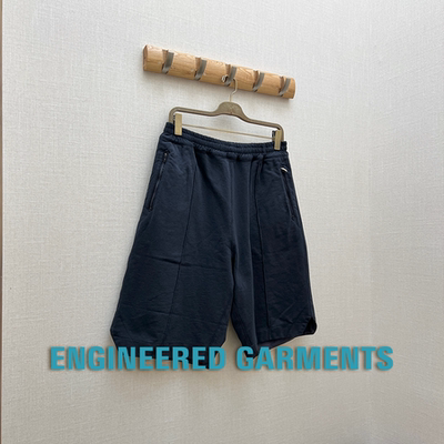 6折 ENGINEERED GARMENTS授权 美产藏蓝松紧日系捏褶休闲运动短裤