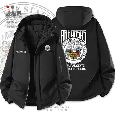 美国洲徽Arkansas阿肯色棉服外套