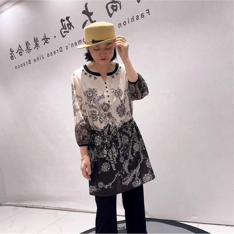 特价128一件165-185斤穿夏装上衣5969一手长九分袖雪纺防晒衫上衣