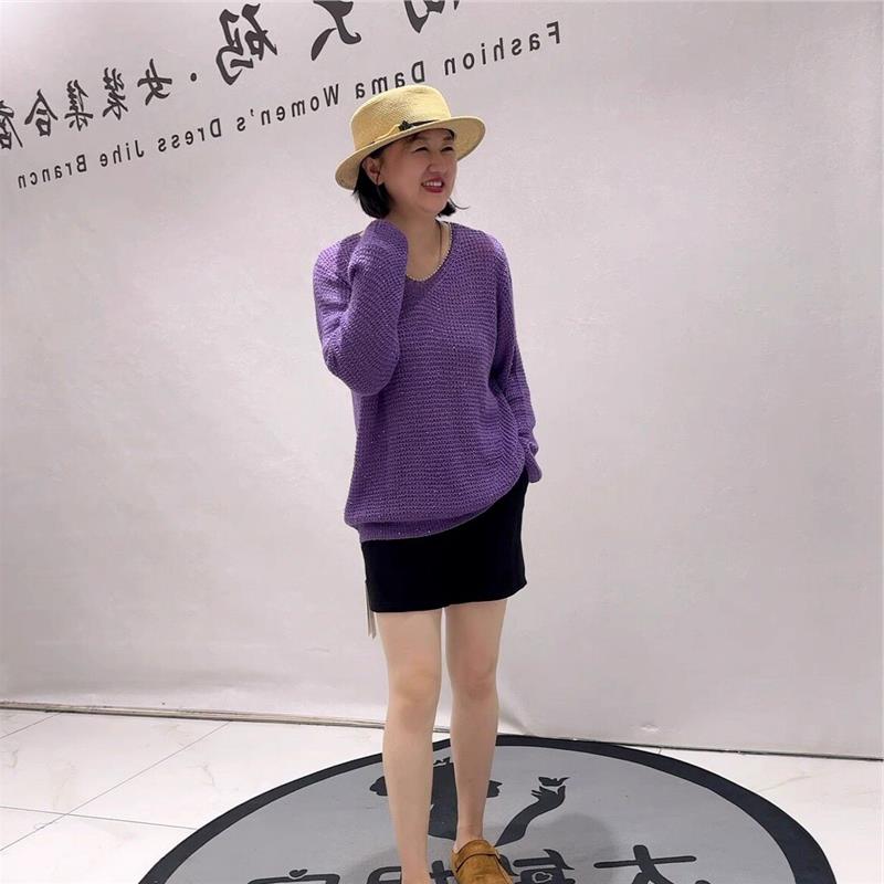 女权贵族时尚大码女装2026初秋打底6091针织衫200斤显瘦气质衫T恤