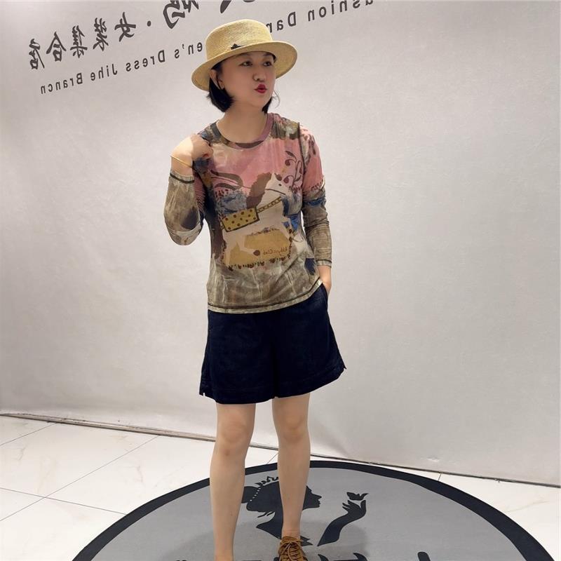 女权贵族潮流T恤6320初秋长袖衫加肥加大码女装200斤显瘦衫上衣衫