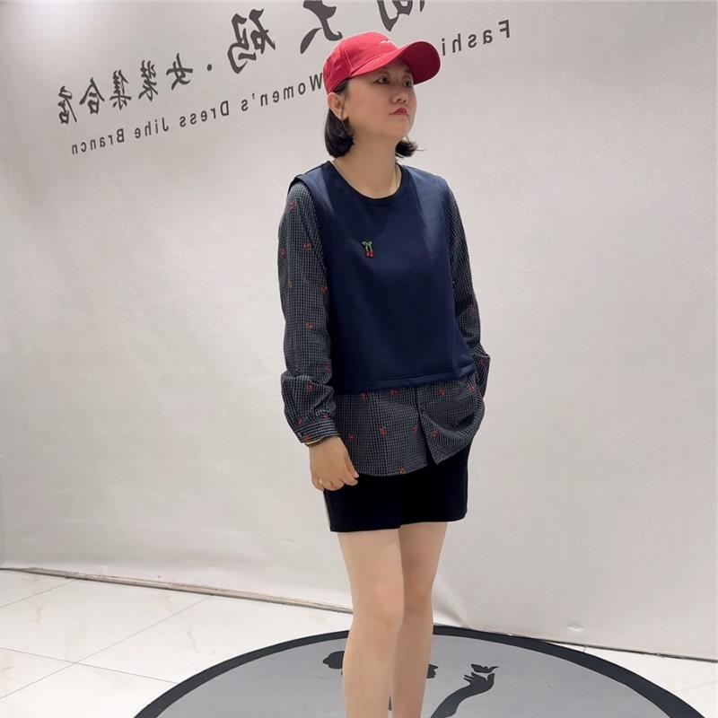 女权贵族2026初秋时尚大码女装6055假两件长袖衬衫大码女装上衣女