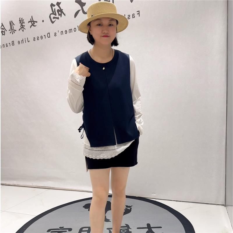 女权贵族时尚大码女装2026初秋打底6033假两件长袖衫显瘦上衣T恤