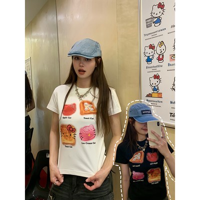 美式凯蒂猫印花短袖正肩T恤女