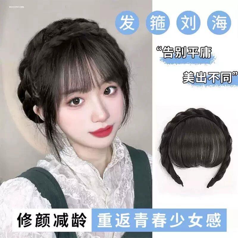 鱼骨辫手工刘海片遮盖神器女手织刘海一体式自然前额无痕仿真发箍