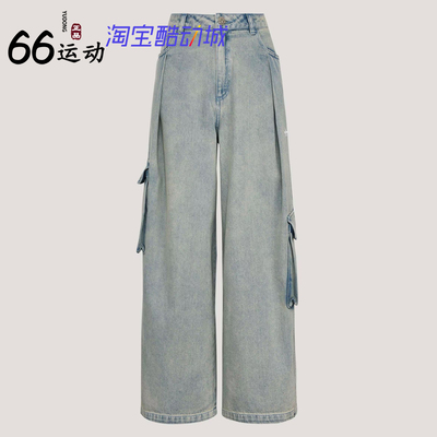 阿迪达斯女做旧工装宽松运动裤