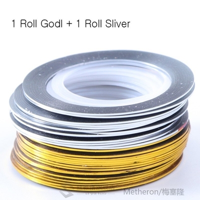 0.5mm Gold Silver Striping Tape Line ers  Nails Curve Shinin