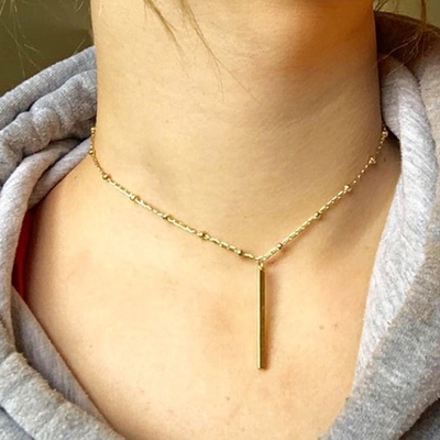 XL499, a new cross border metal bar copper bead necklace fo