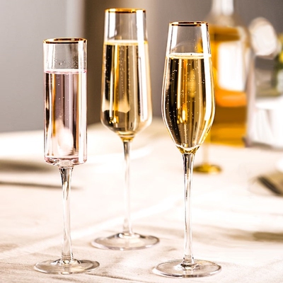 Gold Trim Champagne Flute Glasses Cocktail Glasses Elegantly
