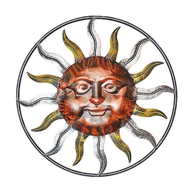 Metal Sun Wall Decor Unique Sun Face Artistic Wall Ornament_虎窝淘