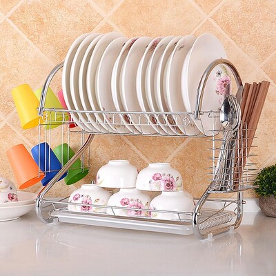 Kitchen Dish Drainer Drying Rack Holder Plates Cup Tableware
