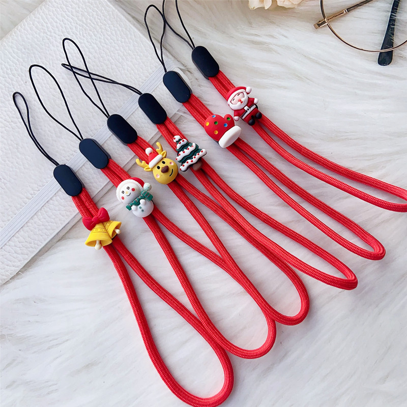 手机挂绳创意圣诞节礼物挂饰手腕带短绳子卡通可爱防丢手绳女挂件_虎窝淘