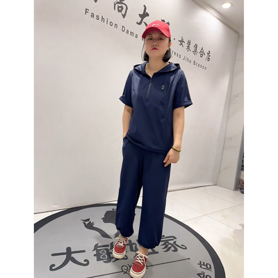 3052女权贵族2026夏新款加肥加大码女装立体剪裁连帽休闲T恤小衫