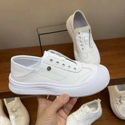 6599-2春夏季韩版小白鞋女透气平底一脚蹬舒适休闲鞋板鞋懒人鞋