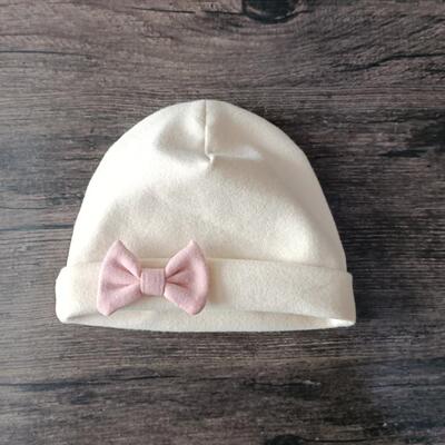 小蝴蝶结冬双层保暖婴儿帽女宝宝双层纯棉保暖可爱婴幼儿护囟门帽