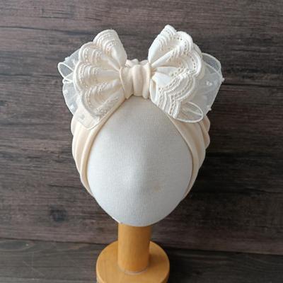 蕾丝婴儿帽子纯棉春秋单层印度护囱门帽新生儿初生蝴蝶结囟门帽
