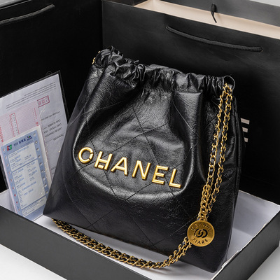 小香风菱格链条包女2025新款22bag垃圾袋包时尚羊皮斜挎托特包包