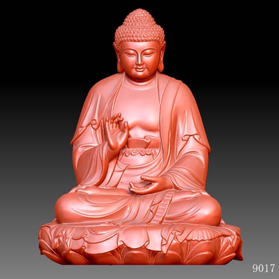 电子版文件不是实物9017佛祖释迦摩尼阿弥陀佛圆雕图STL 精雕图