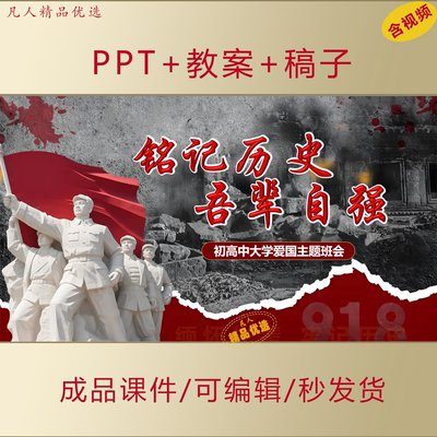 初高中大学生思政PPT铭记历史吾辈自强爱国主题班会课件873