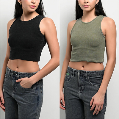 无袖美式短款工字背心