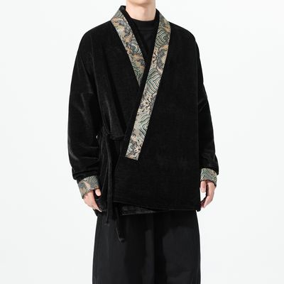 2026秋冬中国风金丝绒明制交领右衽汉服龙纹撞色外套 1960-P105