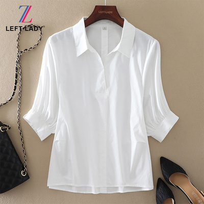 宽松百搭中袖v领套头上衣