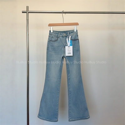 【会buy实拍】时髦加绒喇叭裤 大长腿高腰显瘦微喇叭裤修身牛仔裤