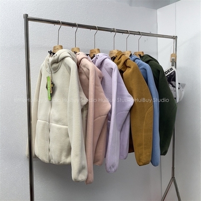 出K单~加厚保暖防风宽松复合摇粒绒连帽外套夹克抓绒卫衣开衫女冬