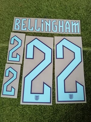 2022英格兰贝林厄姆印字#22 BELLINGHAM印号9号凯恩福登7号格拉利