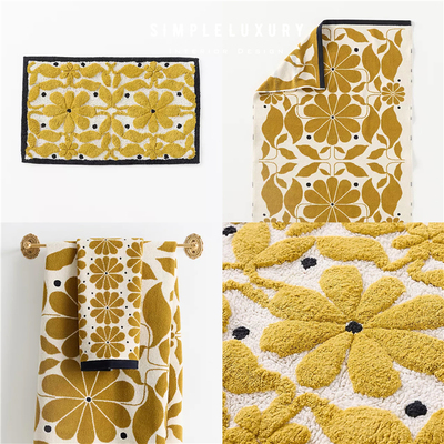 葡萄牙制纯棉簇绒浴巾毛巾浴垫