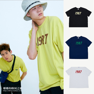 韩国正品代购87MM设计师品牌1987数字图案 短袖男女同款多色T恤