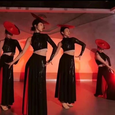 傣族舞蹈服装孔雀舞花腰大摆练习裙民族艺考练功服西双版纳表演服