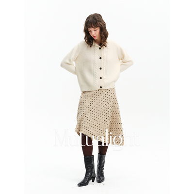 mutualight 混纺特种纱老钱风小翻领毛衣开衫