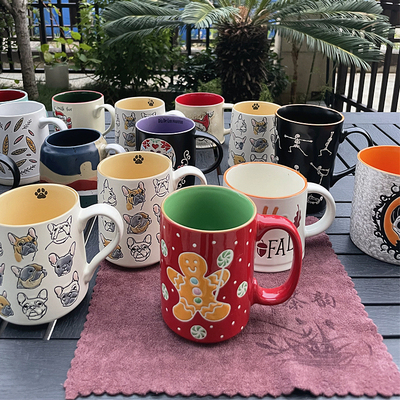 孤品瑕疵釉下彩大容量陶瓷杯