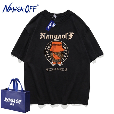 NANGA OFF潮牌夏季短袖T恤男生纯棉重磅宽松日常加肥半袖大码男装