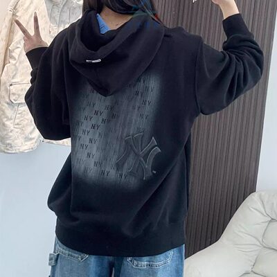 MLB卫衣25秋季新款男女NY波普老花印花连帽运动套头衫3AHDM0554