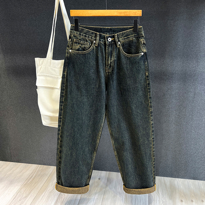 美式复古水洗秋季宽松直筒牛仔裤