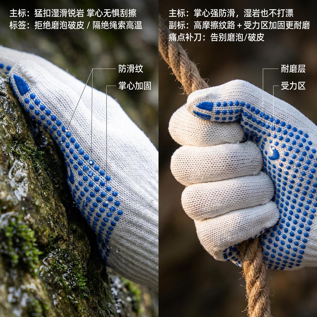 溪降专业手套防滑耐磨耐用点珠夏季户外运动防护攀岩透气全指棉线