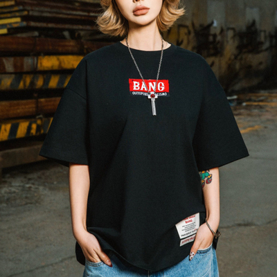 邦BANG BOXLOGO短袖TEE 手绘涂鸦亮面印花T恤女宽松百搭体恤男夏