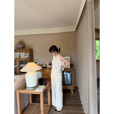 【AHY】100棉提花无袖长裤两件套