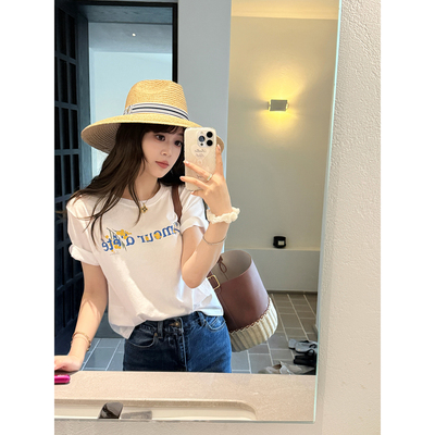 AHY100%棉数码水印字母印花T恤