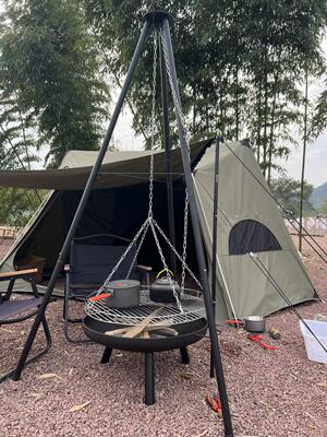 野营烧火三脚架可调节室外火炉工厂高品质圆形火盆休闲露营用品