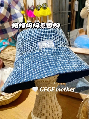 渔夫帽蓝色牛仔做旧现货泰国购