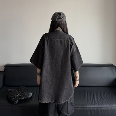 智快鱼七彩马素拼商场同款2026新款男装痞帅风袋鼠乔治白短袖衬衫