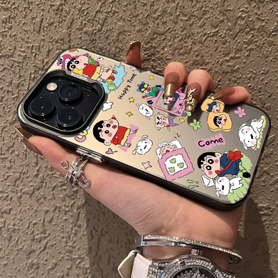 ins风可爱卡通蜡笔小新适用苹果16promax手机壳iPhone15plus保护套14高级感13男女12pm个性11Pro情侣xs小众x8