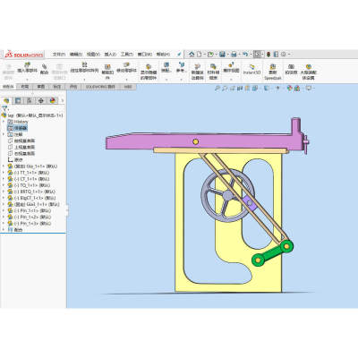 273.牛头刨床急回机构solidworks2020模型带约束和运动仿真参数