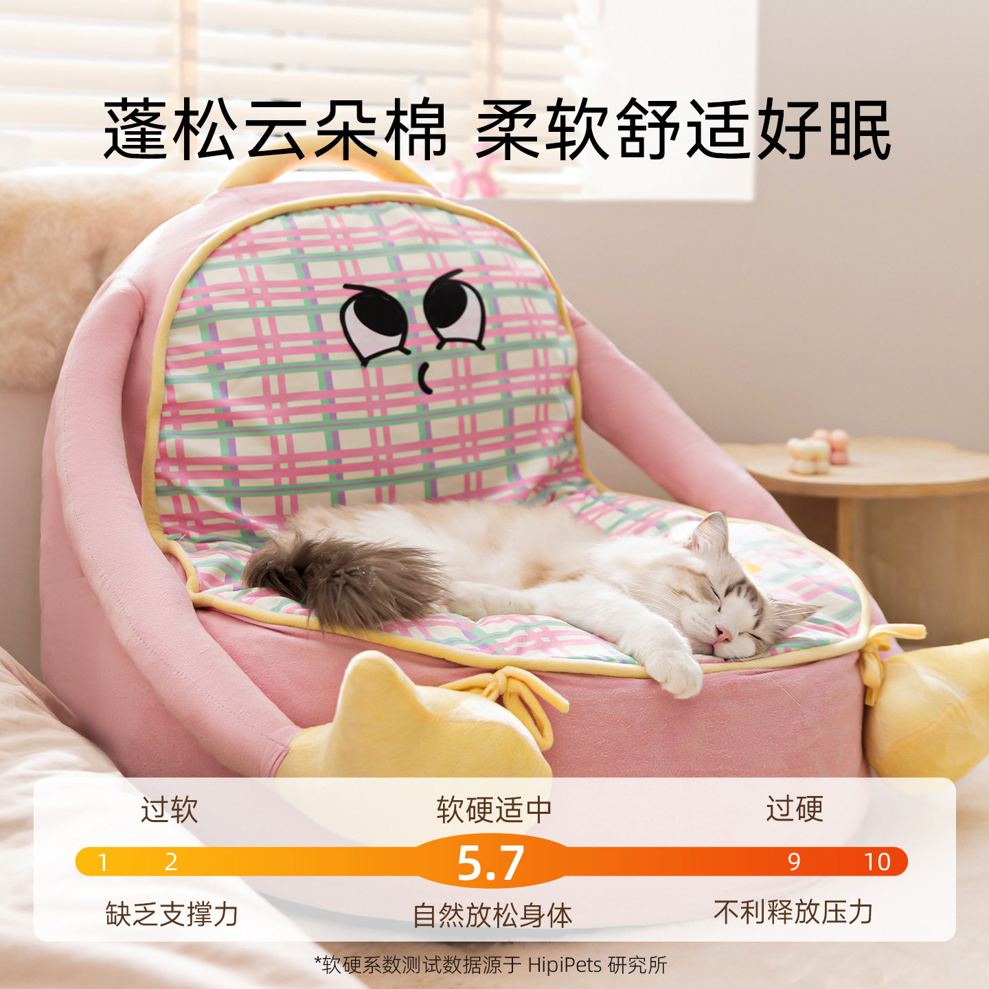 25年新款宠物沙发可爱表情秋冬保暖猫床猫咪躺椅靠背狗床狗窝猫窝