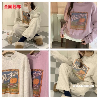 our moment2025冬韩国东大门代购 加绒图案卫衣112716