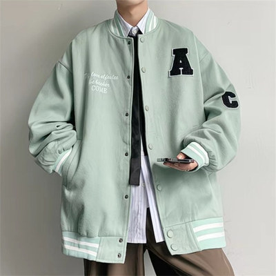 美式街头呢料棒球服外套